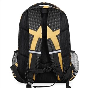 YoCosy Balck Gold Sport Basketball Backpack School Bookbag Laptop Purse Casual Daypack for Teen Girls Women Boys Men College Travel