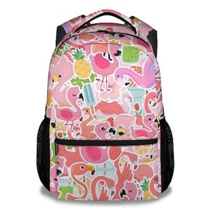 cunexttime flamingo backpack for girls boys, 16 inch pink backpacks for school, cute lightweight durable bookbag for kids