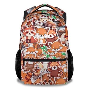 cuspcod red panda backpack for girls boys, 16 inch school bookbag with adjustable straps, travel bag durable, lightweight, large capacity