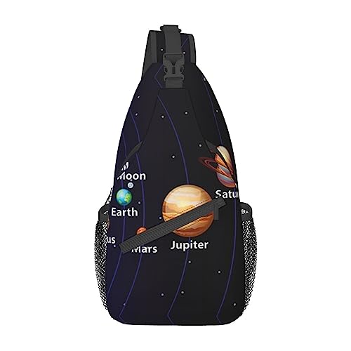 UNIOND Outer Space Solar System Printed Sling Bag Adjustable Cross Chest Bag Shoulder Backpack for Outdoor Travel