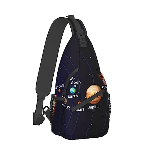 UNIOND Outer Space Solar System Printed Sling Bag Adjustable Cross Chest Bag Shoulder Backpack for Outdoor Travel