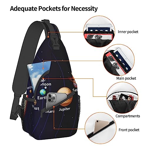 UNIOND Outer Space Solar System Printed Sling Bag Adjustable Cross Chest Bag Shoulder Backpack for Outdoor Travel