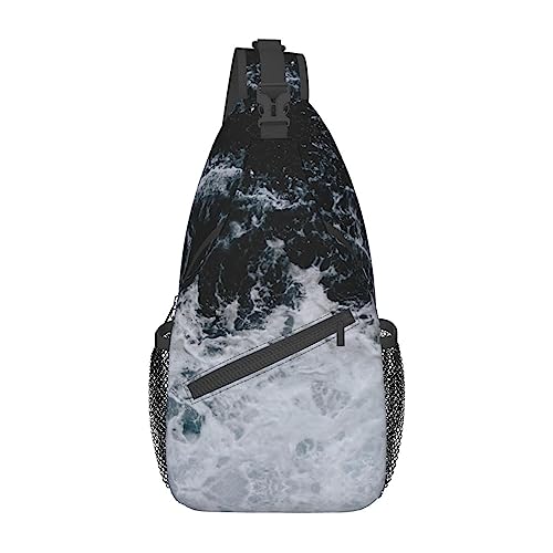 UNIOND Ocean Splash Foam Printed Sling Bag Adjustable Cross Chest Bag Shoulder Backpack for Outdoor Travel