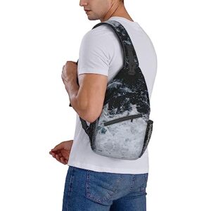 UNIOND Ocean Splash Foam Printed Sling Bag Adjustable Cross Chest Bag Shoulder Backpack for Outdoor Travel