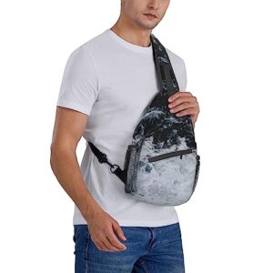 UNIOND Ocean Splash Foam Printed Sling Bag Adjustable Cross Chest Bag Shoulder Backpack for Outdoor Travel