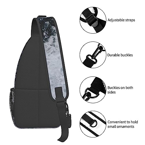 UNIOND Ocean Splash Foam Printed Sling Bag Adjustable Cross Chest Bag Shoulder Backpack for Outdoor Travel