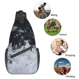 UNIOND Ocean Splash Foam Printed Sling Bag Adjustable Cross Chest Bag Shoulder Backpack for Outdoor Travel