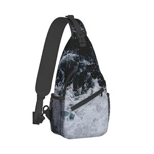 UNIOND Ocean Splash Foam Printed Sling Bag Adjustable Cross Chest Bag Shoulder Backpack for Outdoor Travel