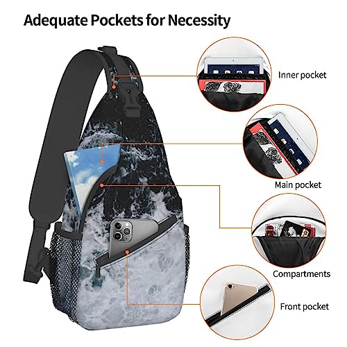 UNIOND Ocean Splash Foam Printed Sling Bag Adjustable Cross Chest Bag Shoulder Backpack for Outdoor Travel