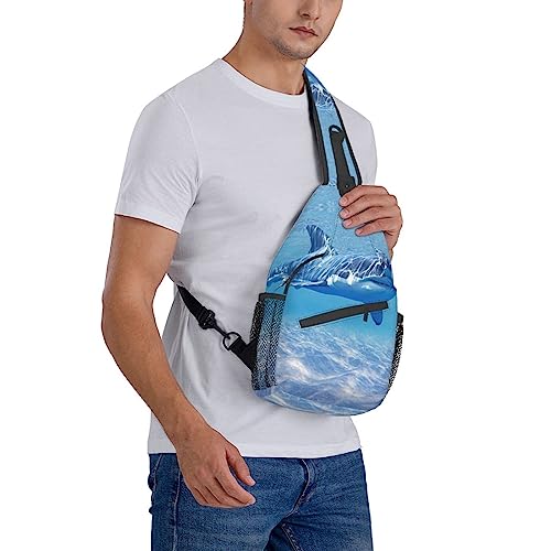 UNIOND Ocean sharks Printed Sling Bag Adjustable Cross Chest Bag Shoulder Backpack for Outdoor Travel