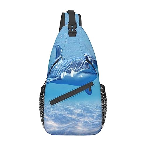 UNIOND Ocean sharks Printed Sling Bag Adjustable Cross Chest Bag Shoulder Backpack for Outdoor Travel