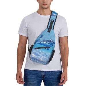 UNIOND Ocean sharks Printed Sling Bag Adjustable Cross Chest Bag Shoulder Backpack for Outdoor Travel