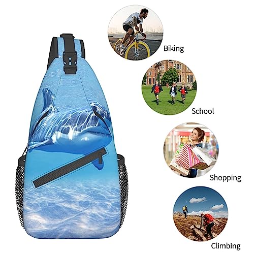 UNIOND Ocean sharks Printed Sling Bag Adjustable Cross Chest Bag Shoulder Backpack for Outdoor Travel