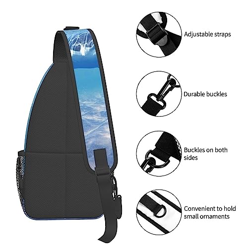 UNIOND Ocean sharks Printed Sling Bag Adjustable Cross Chest Bag Shoulder Backpack for Outdoor Travel