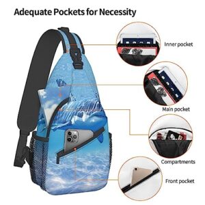 UNIOND Ocean sharks Printed Sling Bag Adjustable Cross Chest Bag Shoulder Backpack for Outdoor Travel