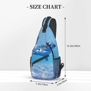 UNIOND Ocean sharks Printed Sling Bag Adjustable Cross Chest Bag Shoulder Backpack for Outdoor Travel