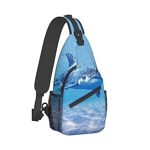 UNIOND Ocean sharks Printed Sling Bag Adjustable Cross Chest Bag Shoulder Backpack for Outdoor Travel