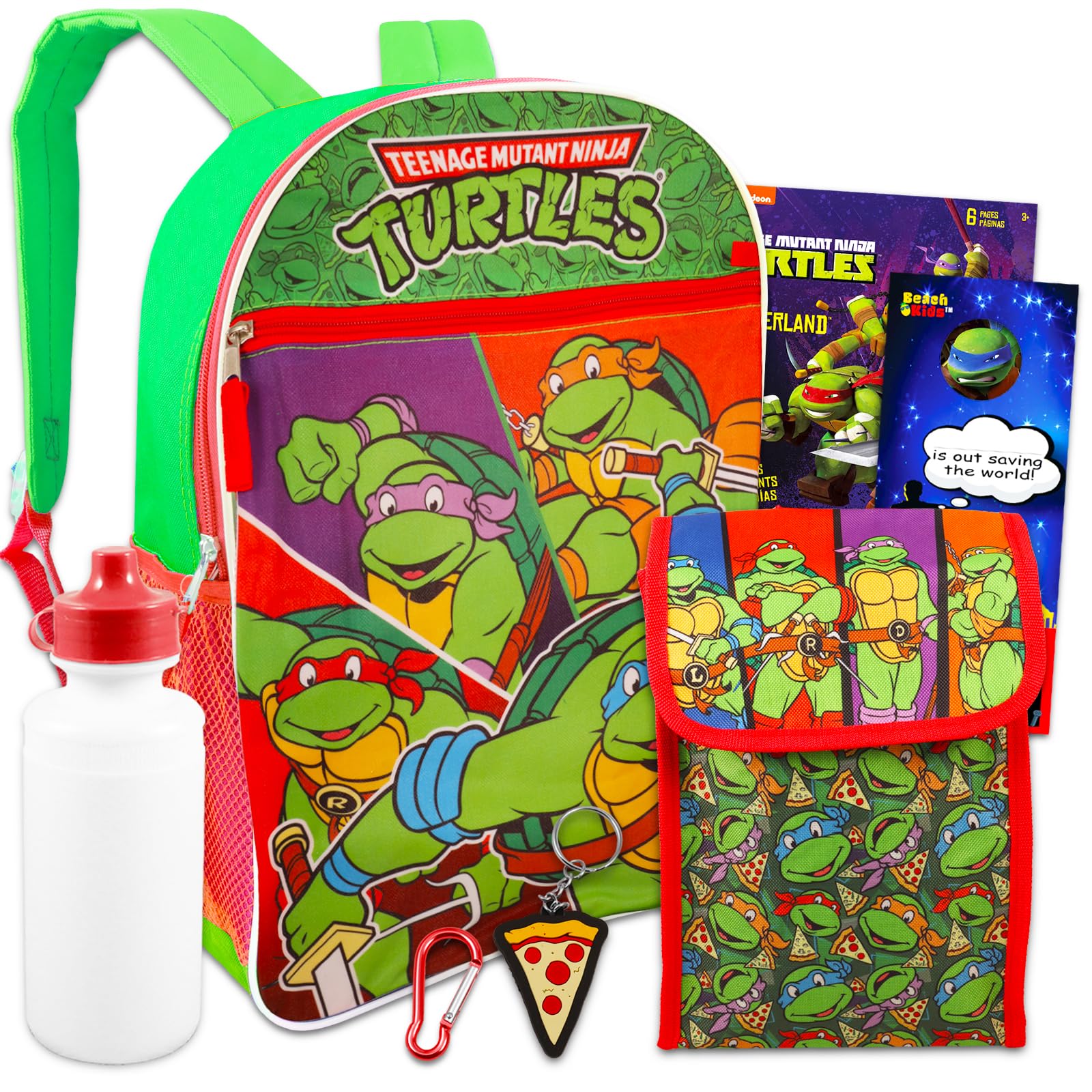 Teenage Mutant Ninja Turtles Backpack and Lunch Bag Set - Bundle with TMNT Backpack for Boys, Lunch Box, Water Bottle, Stickers, More | TMNT School Bag