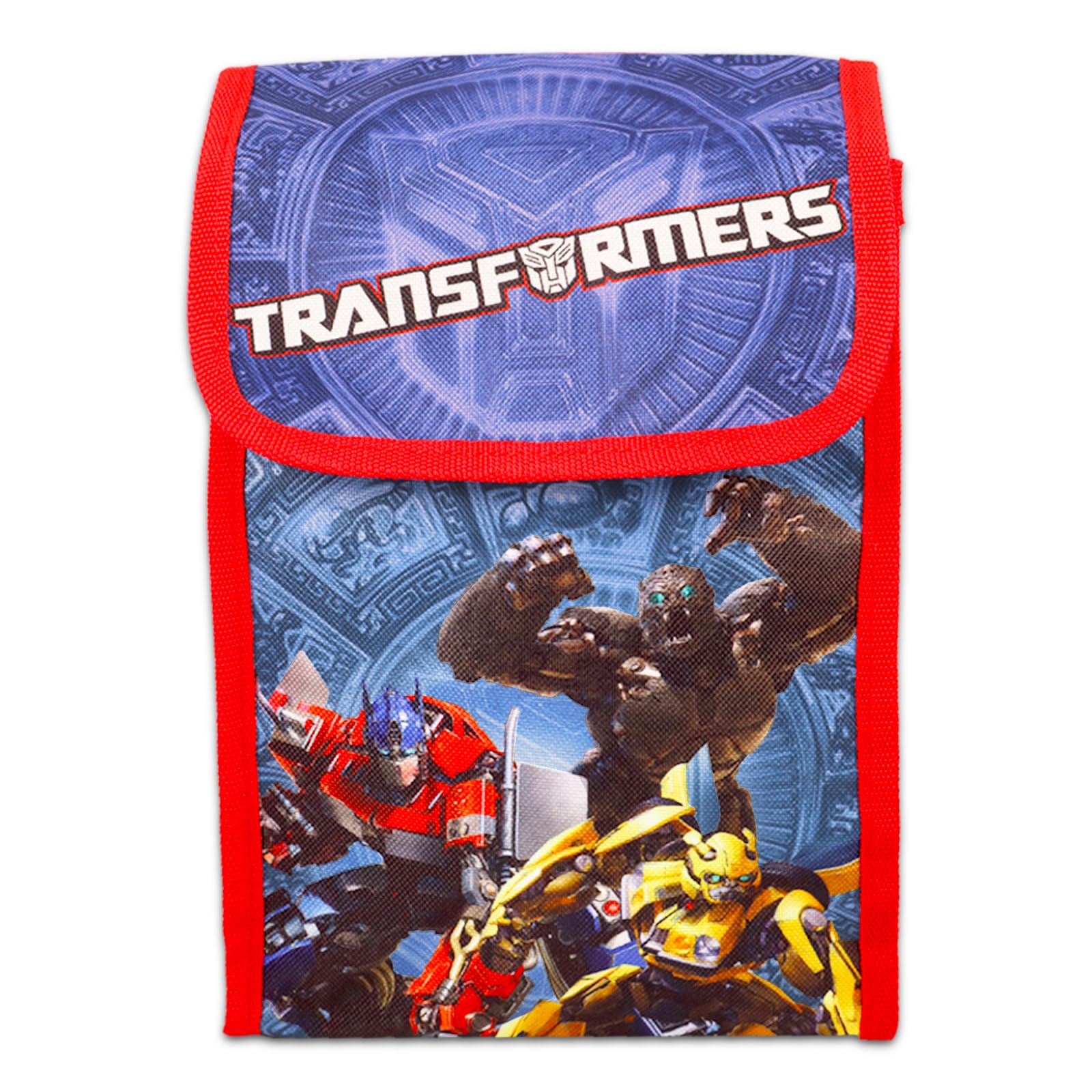 Screen Legends Transformers Backpack with Lunch Box Set - Bundle with 15” Transformers Backpack, Lunch Bag, Tattoos, Phone Wallet, More | Transformers Backpack for Boys