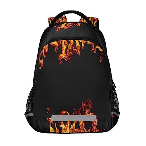 Fire Flames Backpacks with Chest Strap,Lightweight Unique Casual Daypack 17 Inch