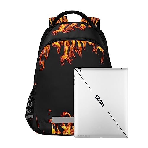 Fire Flames Backpacks with Chest Strap,Lightweight Unique Casual Daypack 17 Inch