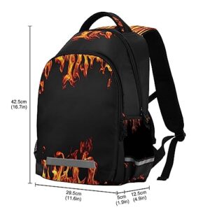 Fire Flames Backpacks with Chest Strap,Lightweight Unique Casual Daypack 17 Inch