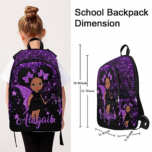 MyPupSocks Customized School Bag Afro Princess Backpack for Son from Dad, Purple Multipurpose Laptop Backpack Bookbag for Back School Gifts