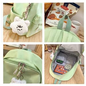 UNICOLD Kawaii Backpack With Cute Accessories Large Capacity Aesthetic Retro Bag (Green)