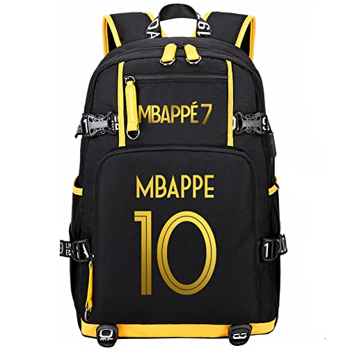 Waroost Kylian Mbappe Rucksack Canvas Daily Backpack,Large Capacity Book Bag with USB Charging Port Knapsack