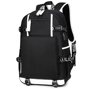 Waroost Kylian Mbappe Rucksack Canvas Daily Backpack,Large Capacity Book Bag with USB Charging Port Knapsack