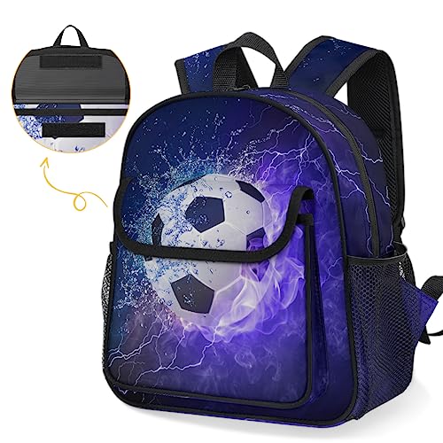 lakefvgk Cool Fire Soccer Toddler Backpack for Boys 3-8 Kindergarten Backpack Padded Back & Adjustable Strap Backpack for Kids Ideal for School & Travel Backpacks