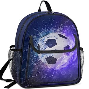 lakefvgk Cool Fire Soccer Toddler Backpack for Boys 3-8 Kindergarten Backpack Padded Back & Adjustable Strap Backpack for Kids Ideal for School & Travel Backpacks