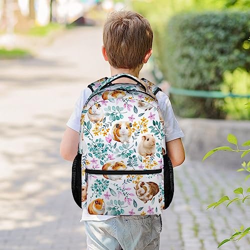 KNOWPHST Guinea Pig Girls Backpack for School, 16 Inch White Backpacks for Kids, Cute Lightweight Bookbag for Travel