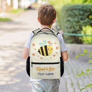 KNOWPHST Personalized Bee Backpack for Girls Boys, 16 Inch Cute Backpack for School, Yellow, Large Capacity, Durable, Lightweight Bookbag for Kids Travel