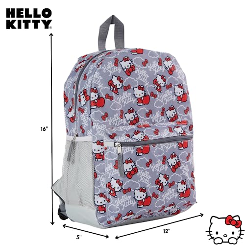 Fast Forward Hello Kitty Backpack for Girls, 16 inch, Red and Grey