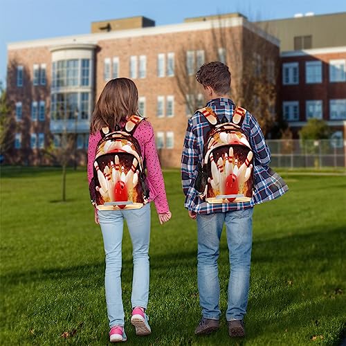 lakefvgk Abstract Fire Bowling Ball Backpacks for Girls Boys School Portable Wide Shoulder Strap Large Capacity School Kids Backpack with Reflective Strip Travel Bag College Student Casual Daypack