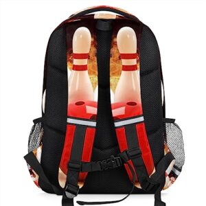 lakefvgk Abstract Fire Bowling Ball Backpacks for Girls Boys School Portable Wide Shoulder Strap Large Capacity School Kids Backpack with Reflective Strip Travel Bag College Student Casual Daypack