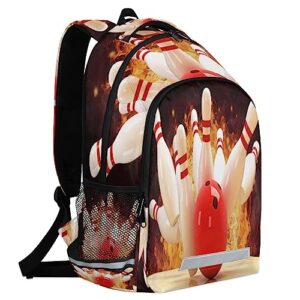 lakefvgk Abstract Fire Bowling Ball Backpacks for Girls Boys School Portable Wide Shoulder Strap Large Capacity School Kids Backpack with Reflective Strip Travel Bag College Student Casual Daypack