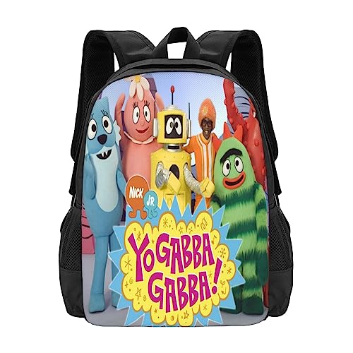 Pobecan Yo Gabba Anime Gabba! Backpack Large Capacity Leisure Travel Backpack Book Bag Outgoing Daypack 12.5x5.5x16.5 inch