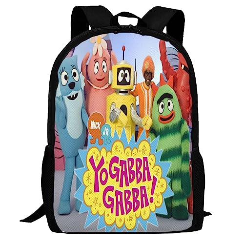 Pobecan Yo Gabba Anime Gabba! Backpack Large Capacity Leisure Travel Backpack Book Bag Outgoing Daypack 12.5x5.5x16.5 inch