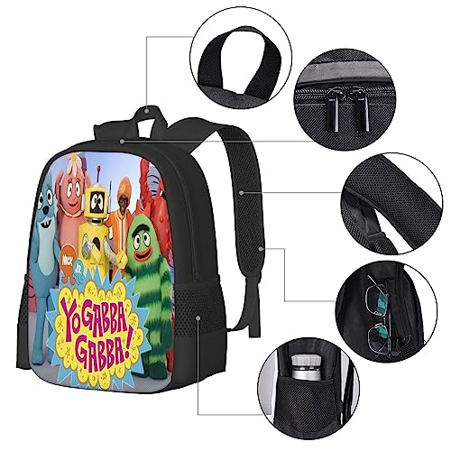 Pobecan Yo Gabba Anime Gabba! Backpack Large Capacity Leisure Travel Backpack Book Bag Outgoing Daypack 12.5x5.5x16.5 inch