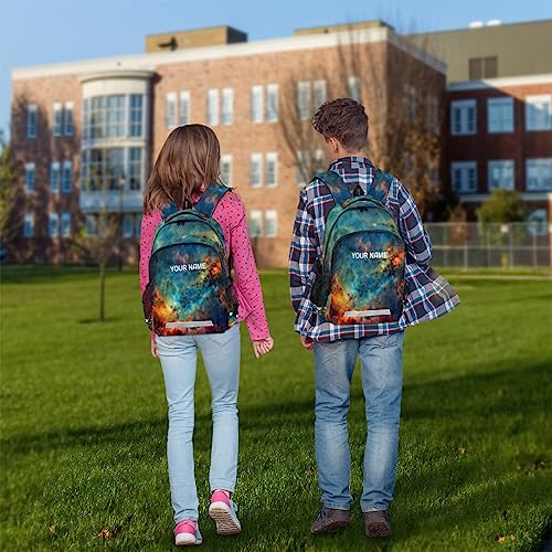 FZDXZJJ Custom Name Backpack for Boys Girls Teens Mystic Nebula Personalized 16 Inch Kids Backpack Universe Space Middle Schoolbag Primary Elementary Student Bookbag for Back to School Gift