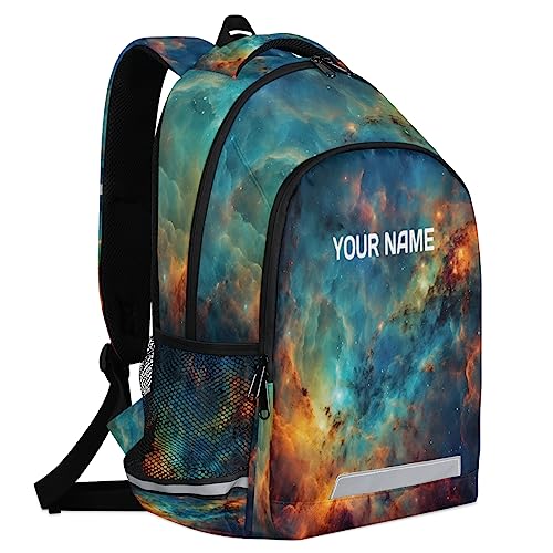 FZDXZJJ Custom Name Backpack for Boys Girls Teens Mystic Nebula Personalized 16 Inch Kids Backpack Universe Space Middle Schoolbag Primary Elementary Student Bookbag for Back to School Gift