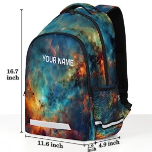 FZDXZJJ Custom Name Backpack for Boys Girls Teens Mystic Nebula Personalized 16 Inch Kids Backpack Universe Space Middle Schoolbag Primary Elementary Student Bookbag for Back to School Gift