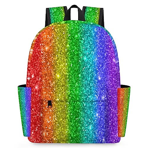 Bardic Backpack for Kids Kindergarten Boys Girls Backpack Metal Double Zipper Lightweight School Bookbag Travel Backpack - Rainbow Glitter Star