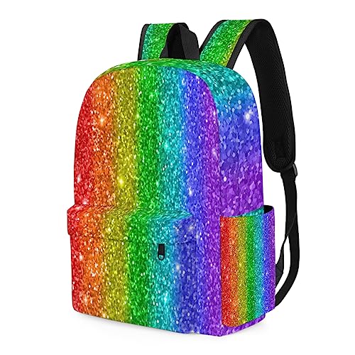 Bardic Backpack for Kids Kindergarten Boys Girls Backpack Metal Double Zipper Lightweight School Bookbag Travel Backpack - Rainbow Glitter Star