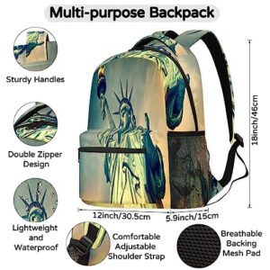 Statue Liberty Travel Waterproof Backpack Vintage Laptop Bag with Adjustable Padded Shoulder Straps for Women Men Business Work Travel Hiking Camping