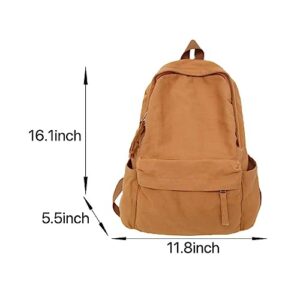 MININAI Vintage Canvas Backpack Grunge Hippie Boho Backpack College Bag Aesthetic Laptop Backpack Simple Travel Rucksack (Green,One Size)