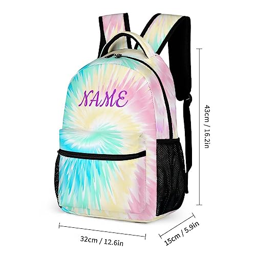 Mrokouay Custom School Backpack with Lunch Bag Pencil Case Colorful Tie Dye Personalized 3 in 1 Bookbags Set Customization Backpack for Girls Boys