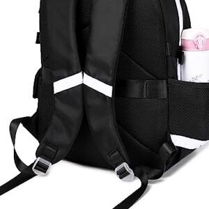 Teecho Girl School Backpack Cute Backpack Set for Women Fashion Bookbag with Pen case and Lunch Bag Black